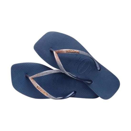 Bodegamix. Sandália havaianas feminina slim square glitter azul indigo 33/34